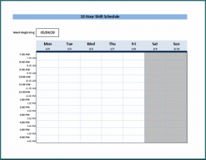 》Free Printable 10 Hour Shift Schedule Template
