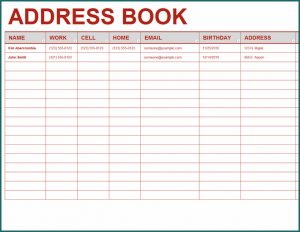 》Free Printable Address List Template