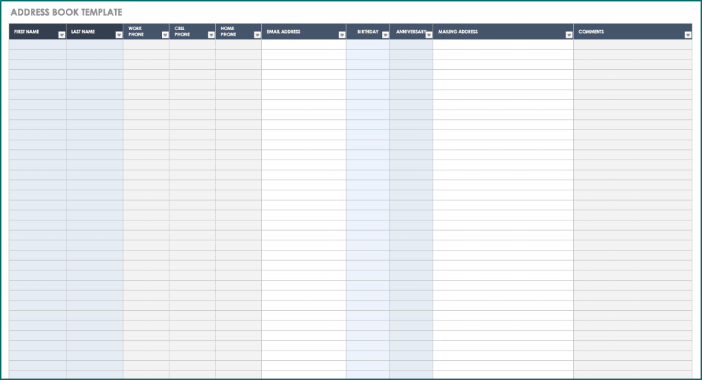 》Free Printable Address List Template