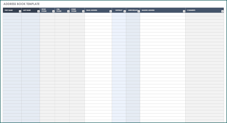 》Free Printable Address List Template