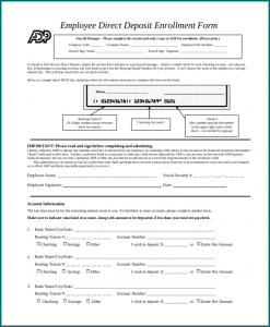 》Free Printable Bank Direct Deposit Form