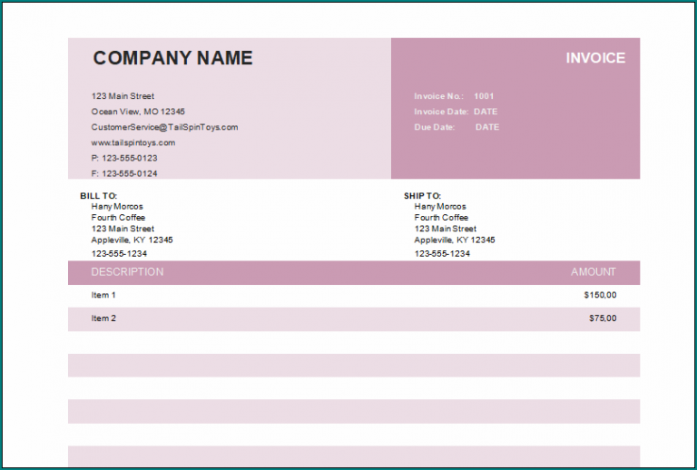》Free Printable Basic Invoice Template