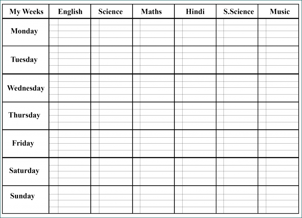 》Free Printable Blank Class Schedule Template