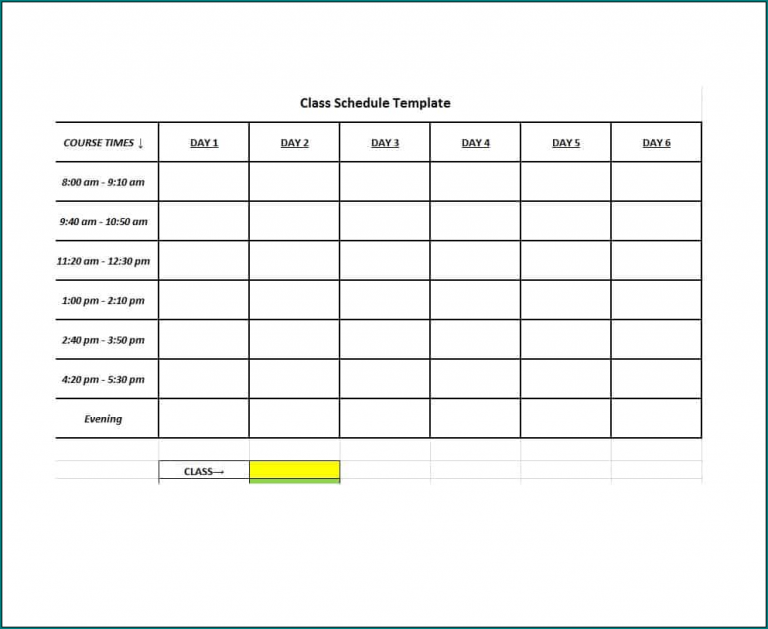 》Free Printable Blank Class Schedule Template