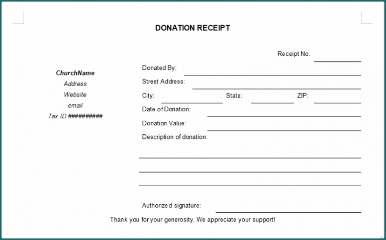 》Free Printable Blank Receipt Form