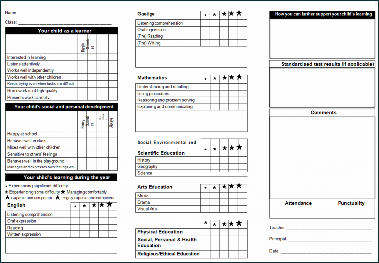 》Free Printable Blank Report Card
