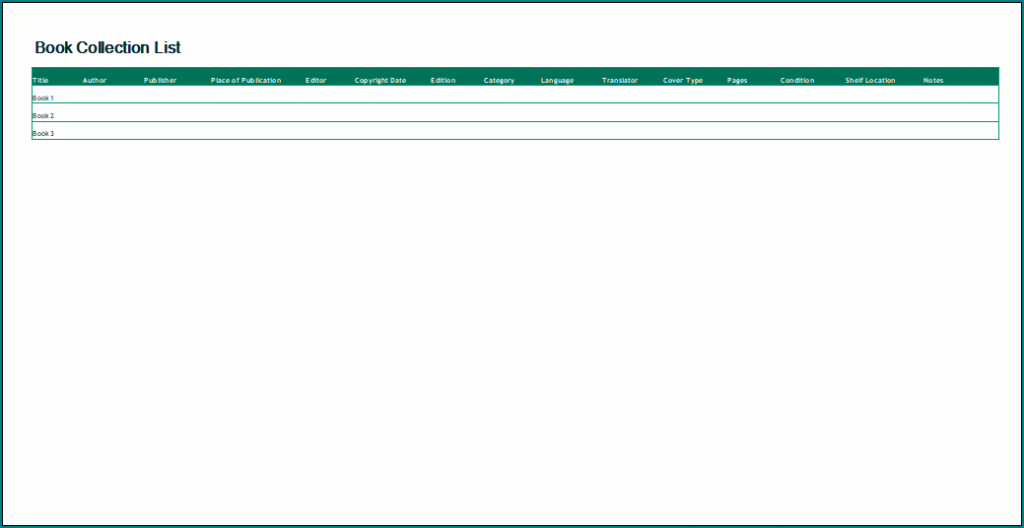 》Free Printable Book Inventory List Template