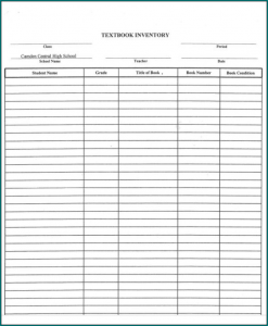 》Free Printable Book Inventory List Template
