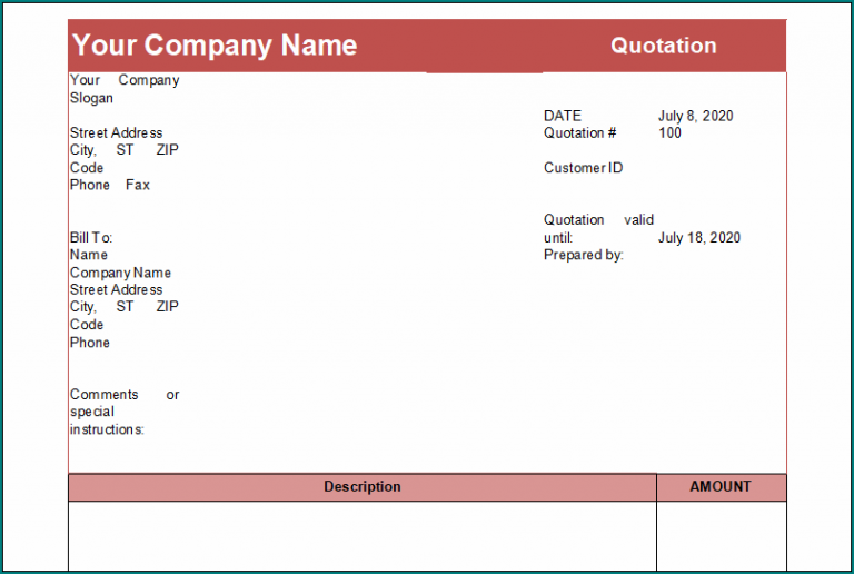 》Free Printable Building Quote Template