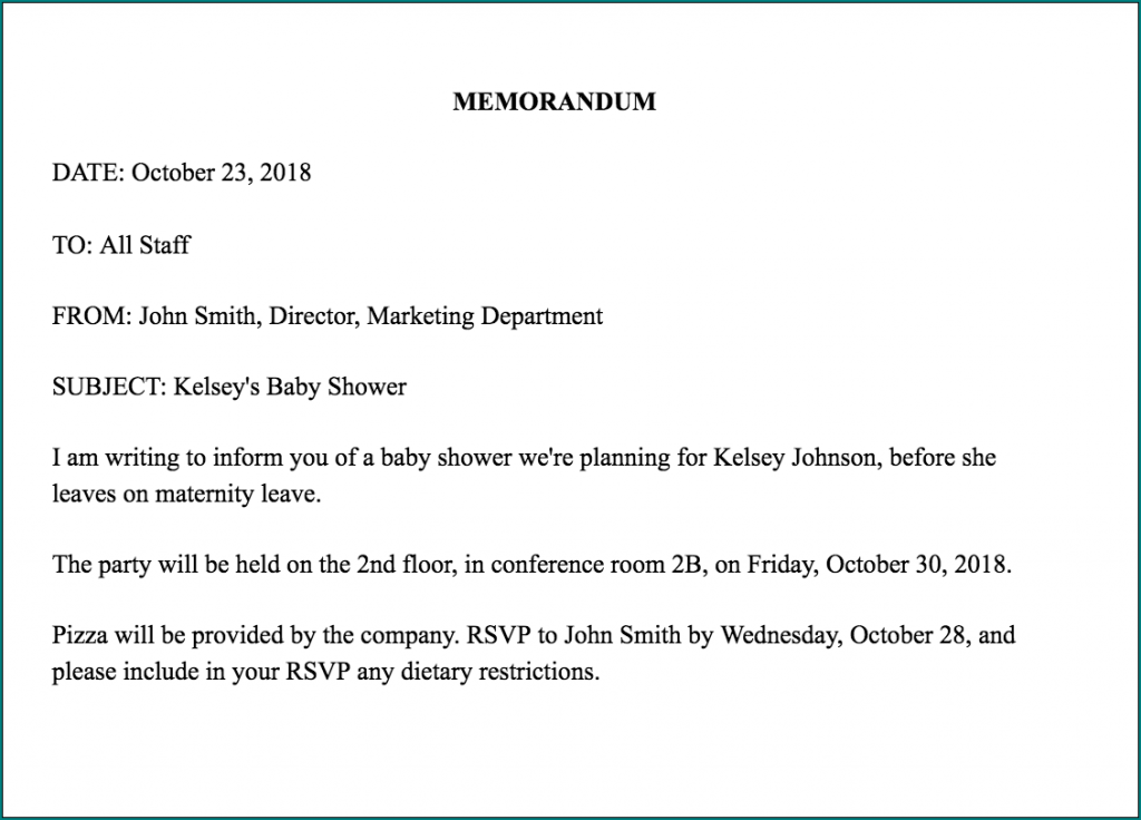 》Free Printable Business Memorandum