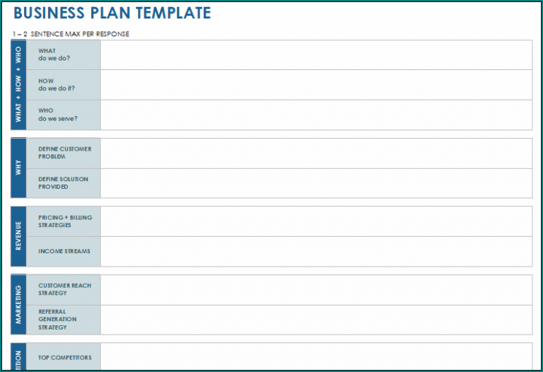 》Free Printable Business Plan Template Excel