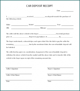 》Free Printable Car Deposit Receipt Template