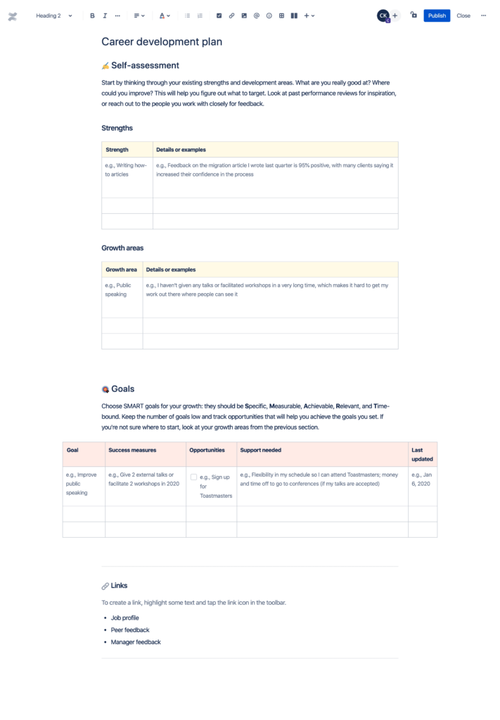 》Career Development Planning Template