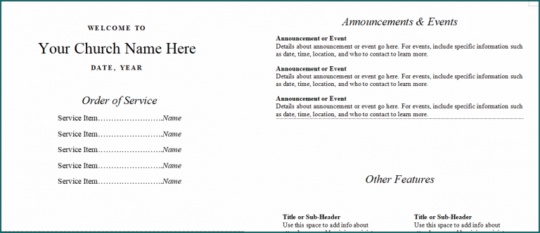 》Free Printable Church Program Template