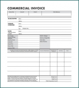 》Free Printable Commercial Invoice Template