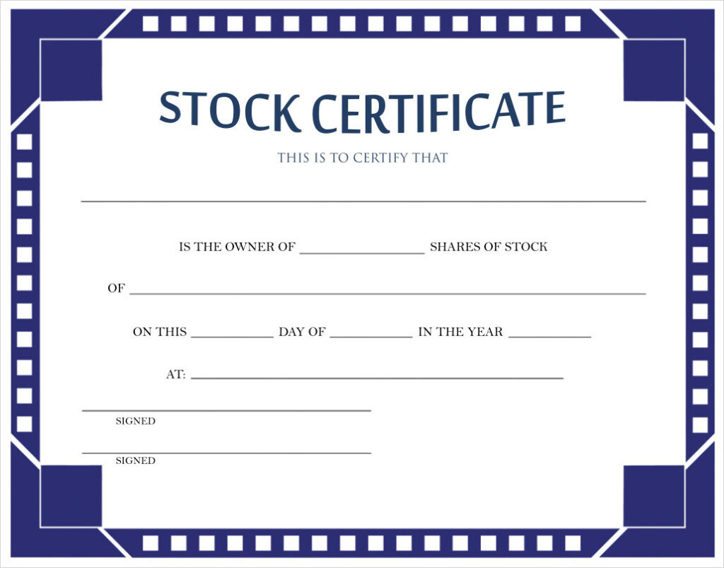 》Free Printable Stock Certificate Template