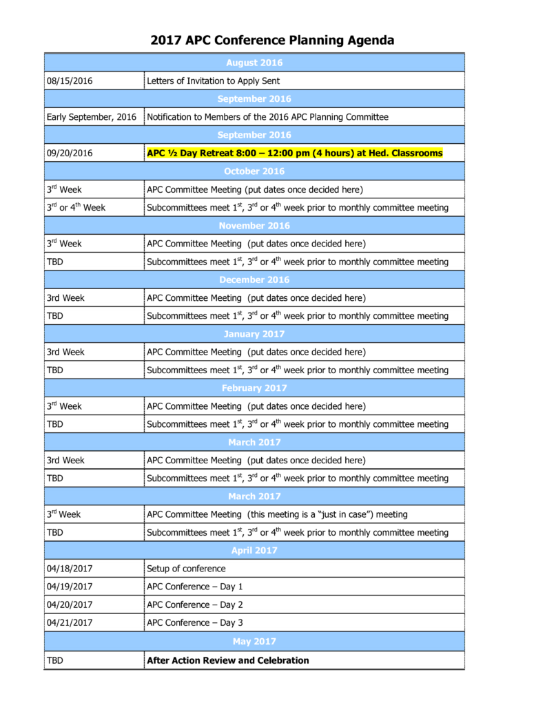 》Conference Planning Template