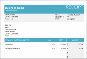 》Free Printable Construction Receipt Template