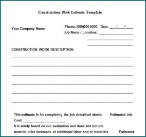 》Free Printable Contractor Estimate Form