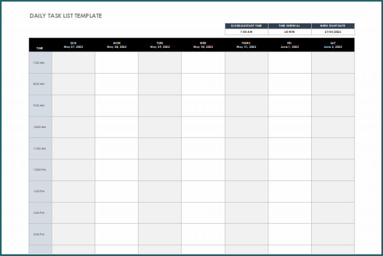 》Free Printable Daily Task List Template
