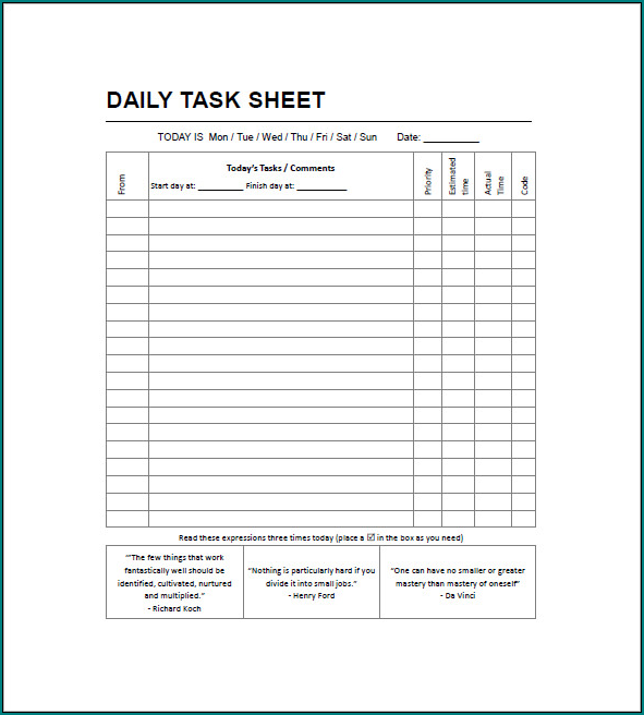  Free Printable Daily Task List Template Bogiolo