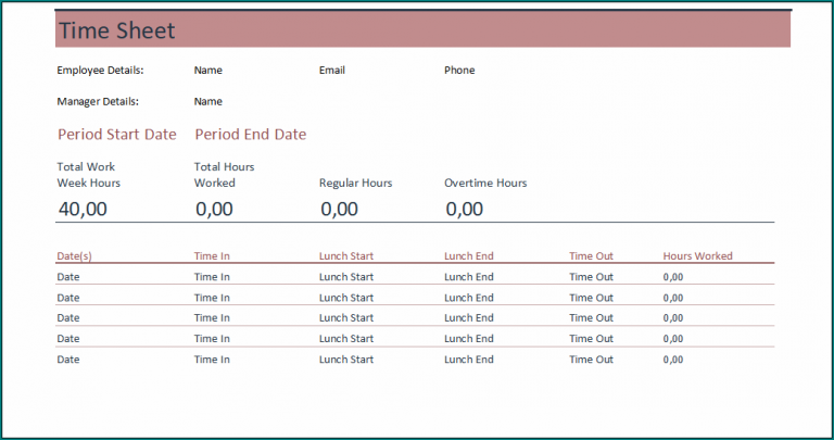 》Free Printable Daily Timesheet Template