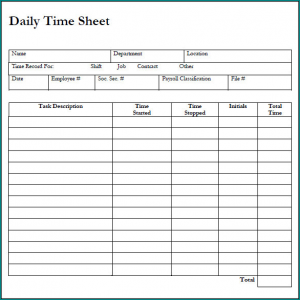 》Free Printable Daily Timesheet Template