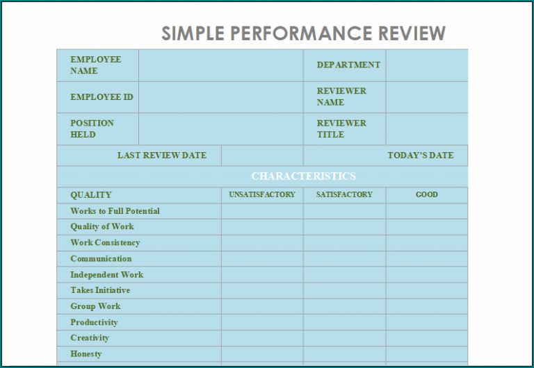 》Free Printable Employee Performance Review Template
