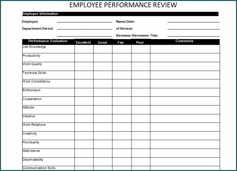》Free Printable Employee Review Form