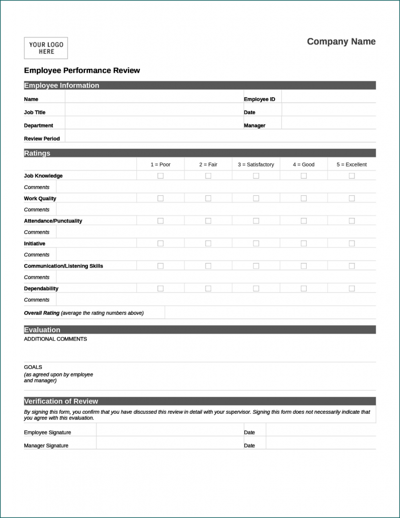 》Free Printable Employee Review Form