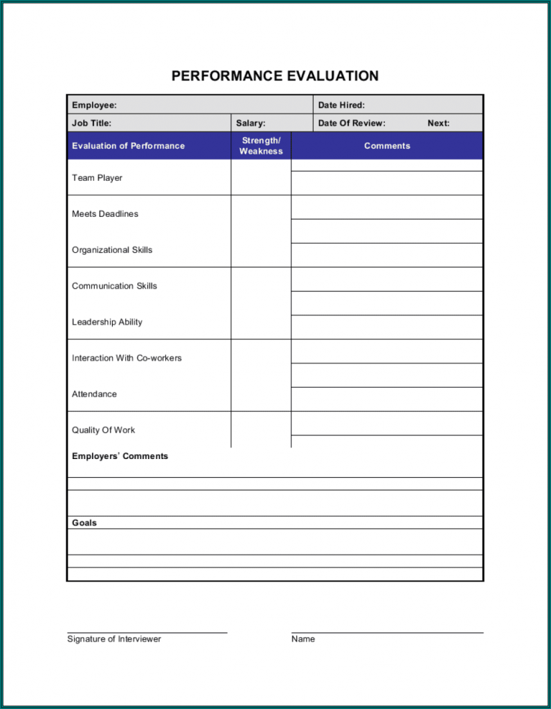 》Free Printable Employee Review Template