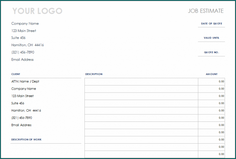 》Free Printable Estimate Sheet For Construction