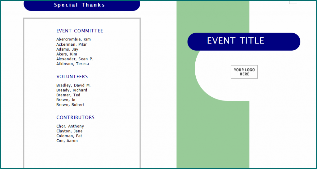 》Free Printable Event Program Template