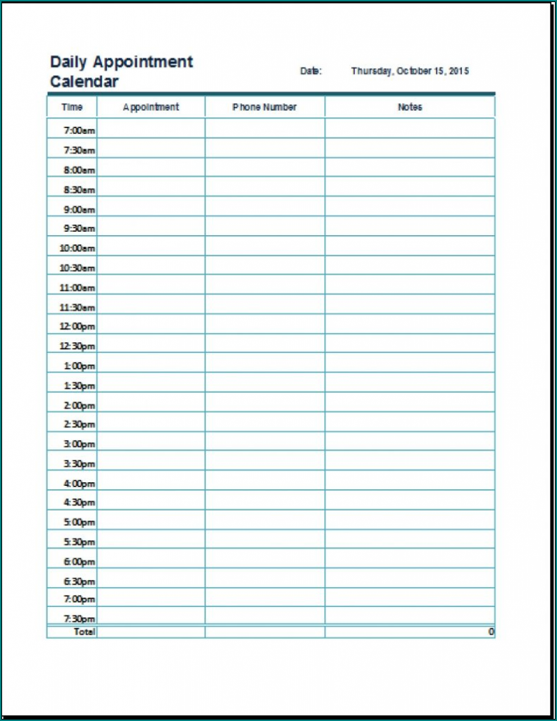 》Free Printable Appointment Schedule Template