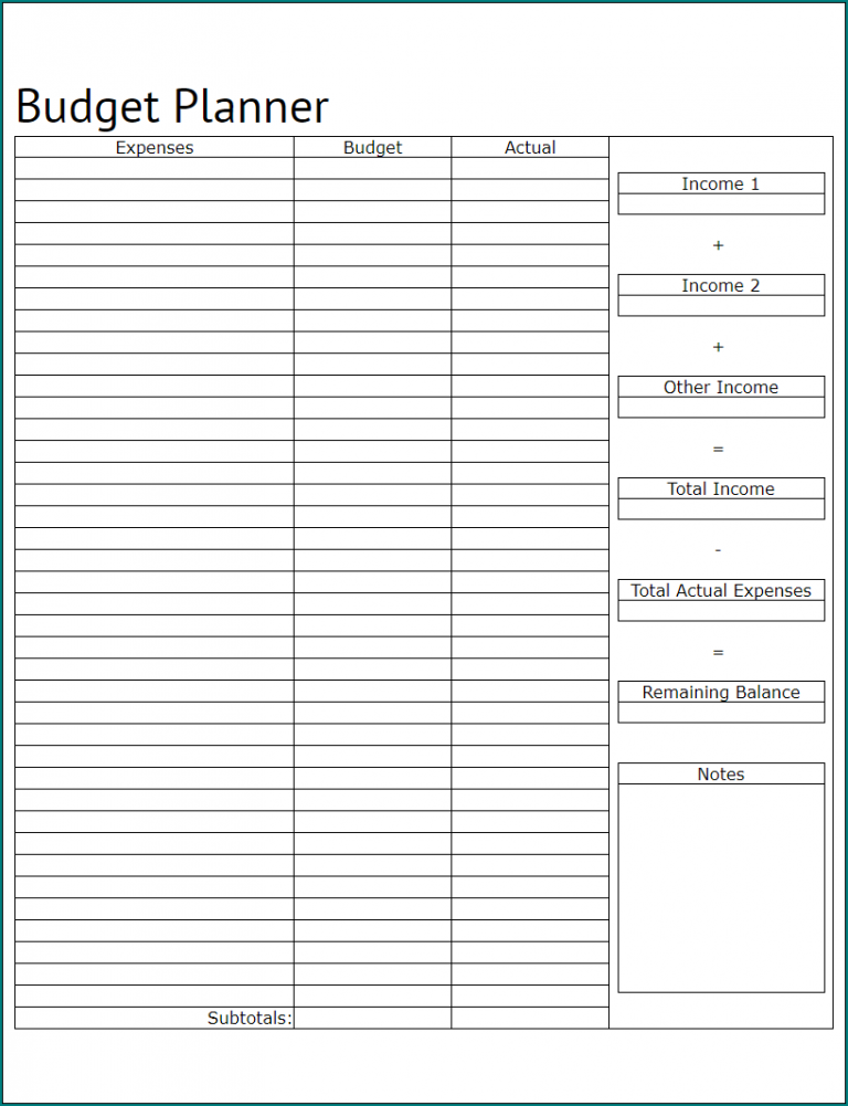 》Free Printable Budget Planner Template