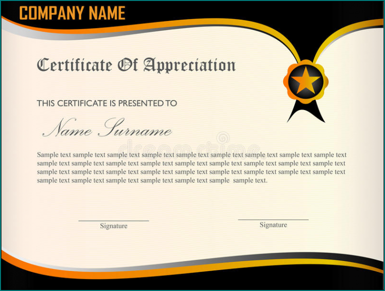 Example of Certificate Of Appreciation Template | Bogiolo