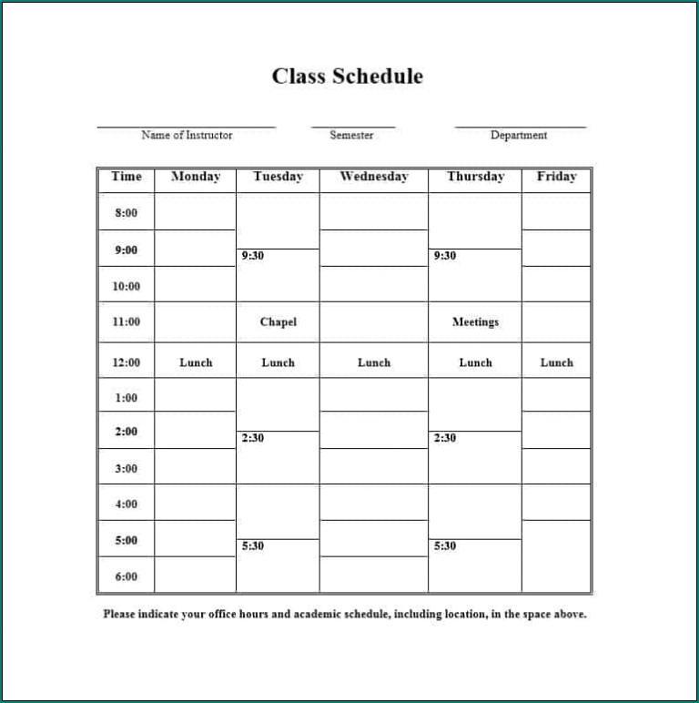 》Free Printable Classroom Schedule Template