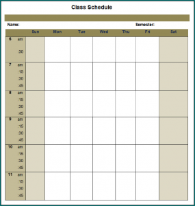 》Free Printable College Schedule Template