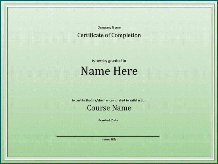 》Free Printable Course Completion Certificate Template