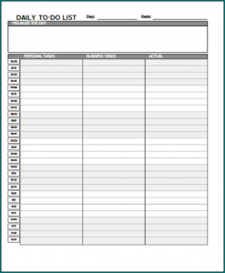 Example of Daily To Do List Template | Bogiolo