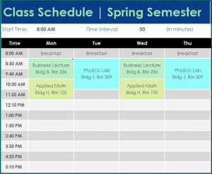》Free Printable Excel Class Schedule Template