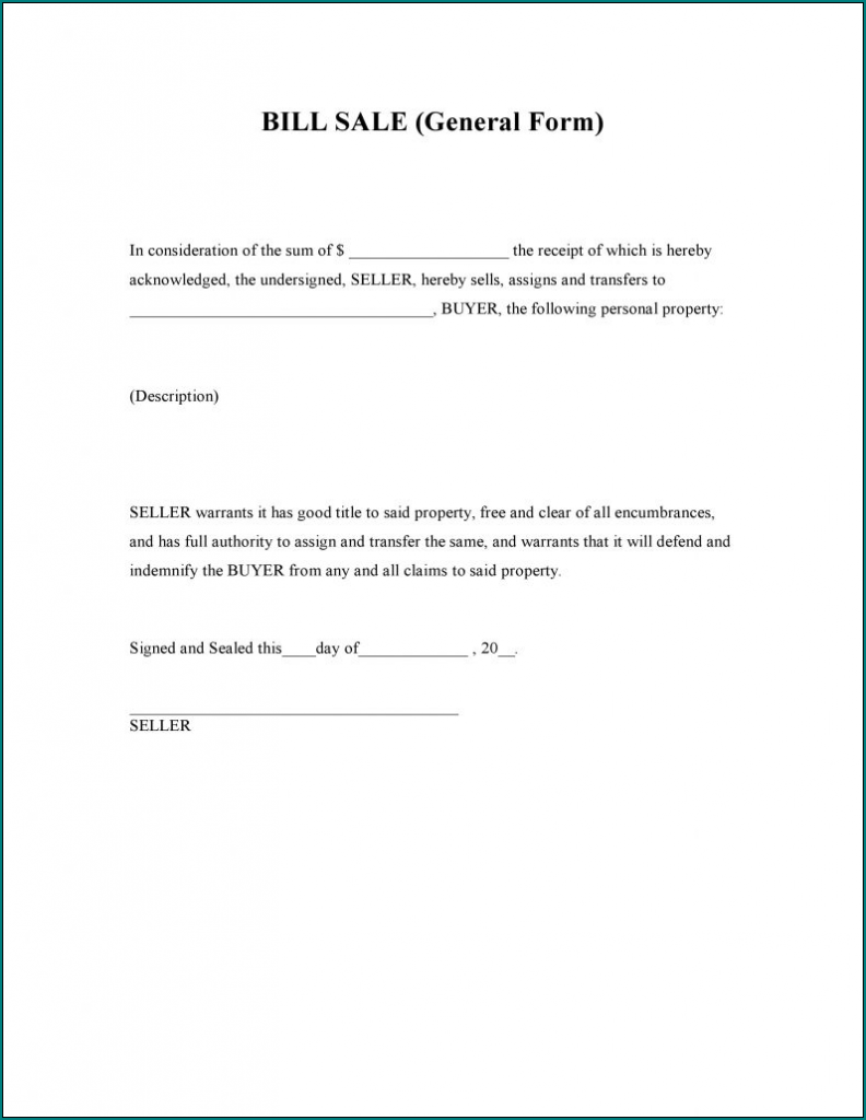 》Free Printable General Bill Of Sale Form