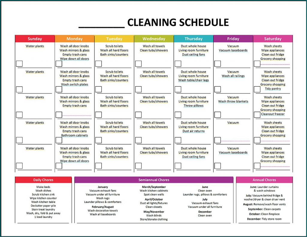 》Free Printable House Cleaning Schedule Template