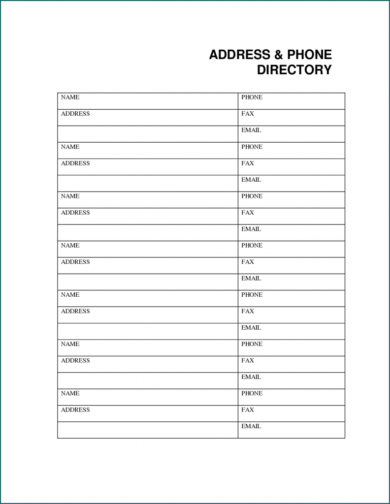 》Free Printable Phone Book Template