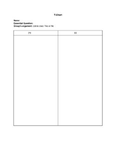 》Printable T Chart Template