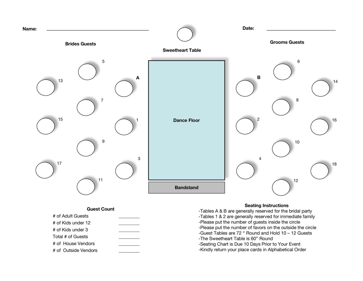 》Printable Table Seating Chart Template