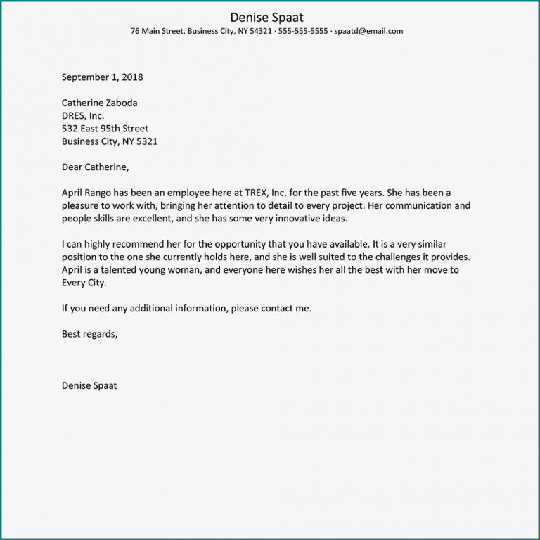 》Free Printable Professional Letter Of Recommendation