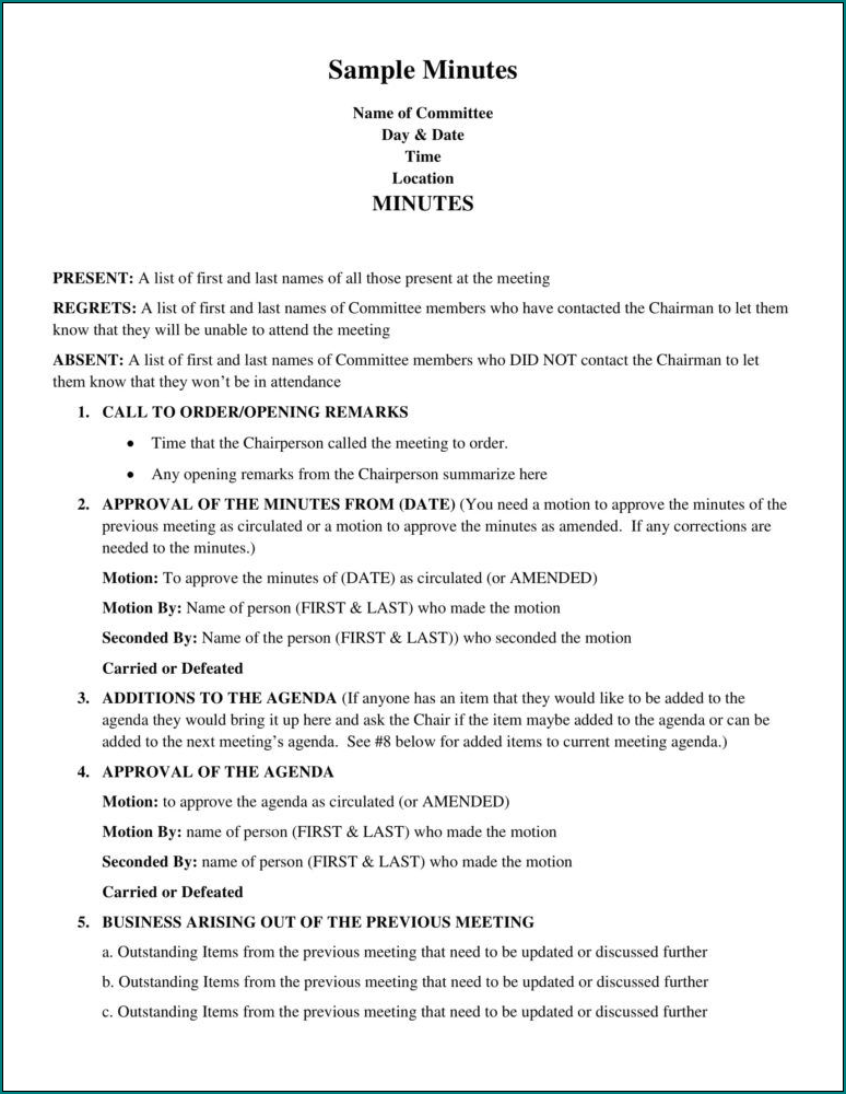  Free Printable Professional Meeting Minutes Template
