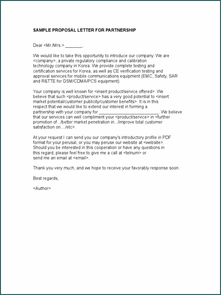 》Free Printable Proposal Letter