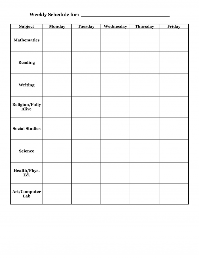 》Free Printable Schedule Template For School